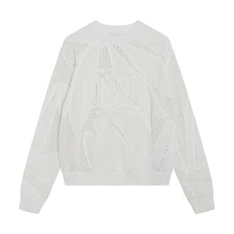 Max Mara Femme, Pulls, Blanc, Taille: 42 FR Salvo Pointelle Knit Sweater