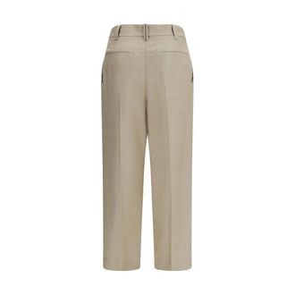 Brunello Cucinelli Womens Beige Linen Casual Pants