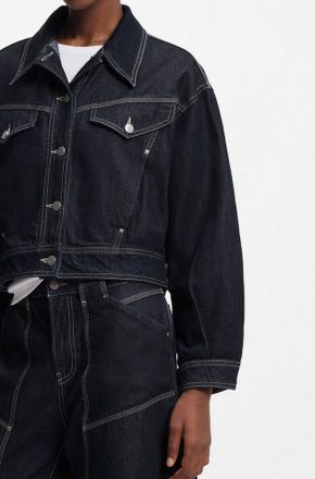 HUGO BOSS Jeansjacke BOMBER TRUCKER 1.0 Premium Damenmode in Cropped-L&auml;nge