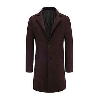 Generic Manteau Hiver Homme,Manteau d&eacute;contract&eacute; pour hommes analyse d&eacute;taill&eacute;e et veste &agrave; boutonni&egrave;re solide avec col rabattu longueur standard pour un style m
