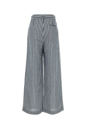 Lois Striped Chambray Wide-Leg Jeans - Gray