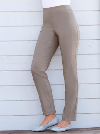 Stehmann Dehnbund-Hose STEHMANN, Damen, Gr. 20, Kurzgr&ouml;&szlig;en, grau (taupe), 72% Viskose, 25% Polyamid, 3% Elasthan, unifarben, lang, Hosen, Topseller