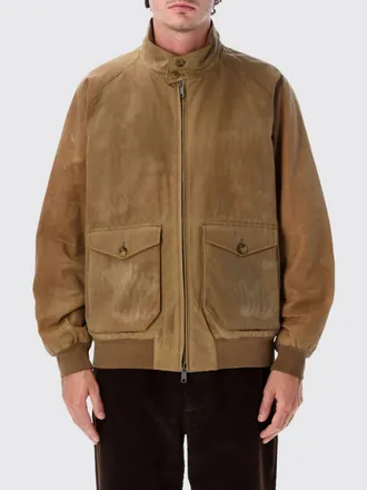 Baracuta Bomberjacke aus gewachster Baumwolle mit hohem Kragen und Pattentaschen