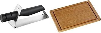 WMF Messerschärfer Gourmet Keramikscheiben 2 Stufen Vor- und Nachschleifen sichere Handhabung & Schneidebrett Tranchierbrett Bambus natur 38 x 25 cm recht