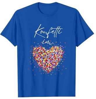 Generic T-shirt &agrave; confettis dans un coeur pour femme - Col rond - Motif lettres - D&eacute;contract&eacute; - Costume de carnaval - Confortable - Jolies couleurs - Combinab