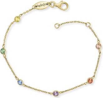 Engelsrufer Damen Armband aus vergoldetem Sterling Silber mit Multicolor Zirkonia Steinen, verstellbar, Karabinerverschluss, nickelfrei, Allergiker geeignet