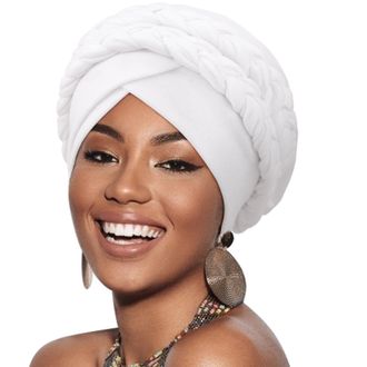 Dreshow Afrikanischer Damen Turban Doppelt Geflecht Kopfbedeckung Kopft&uuml;cher Chemo Kappe Vorgebunden Beanie M&uuml;tze Kopfwickel Schlafm&uuml;tze