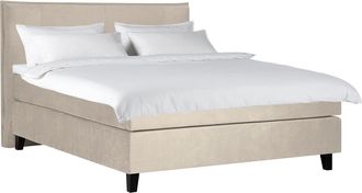 Loftscape home24 Boxspringbett Langfort 180 x 200cm Flachgewebe/Jersey Beige/Beige