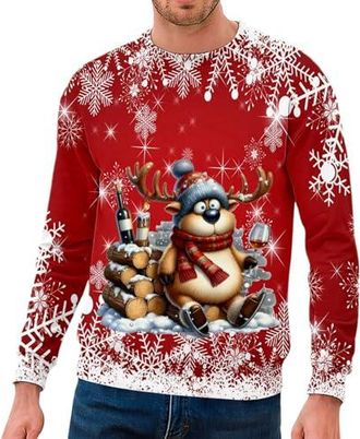Generic Pull de No&euml;l pour homme Pull de No&euml;l moche Pullunder sans manches avec motif de No&euml;l Pull de No&euml;l cool Christmas Sweater Chemise de No&euml;l Pull en trico