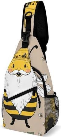 Generic Sacoche Homme Bandouliere Gnomes, abeilles et tournesols L&eacute;ger Sacs &agrave; Bandouli&egrave;re Mode Sac &agrave; Poitrine pour Voyage &eacute;cole Homme