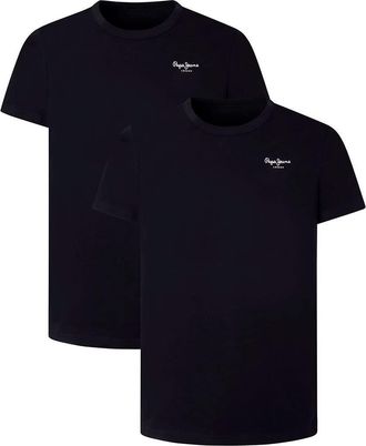 Pepe Jeans London Herren Pepe Tshirt 2P Pajama Top, Black (Black), XXL (2er Pack)