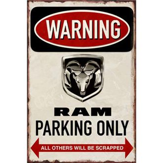 IUBBKI Original Warnung Ram Parking Only Metallschild Blechschild Retro Eisen Malerei Warnung Wandposter für Cafe Pub Bar Spielzimmer Hochzeitsgeschenk