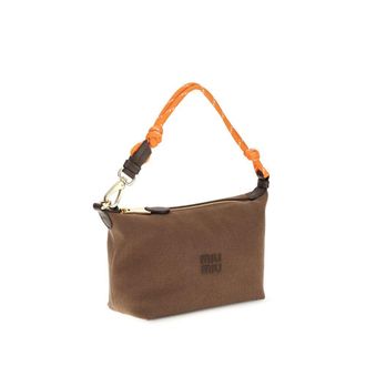 Miu Miu Womens Brown Cotton Shoulder Bag