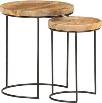 vidaXL vidaXL 2-tlg. Couchtisch-Set Massivholz Mango und Stahl