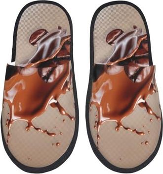 Generic Pantoufles Unisexes Grains De Café Et Éclaboussures De Chocolat Maison Chaussures Lavable Automne Hiver Pantoufles Pour Invités, Pour Mariage, Fête, I