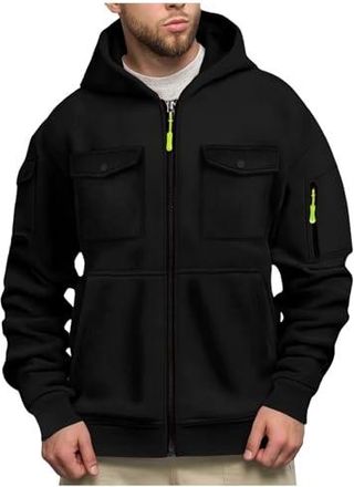 Generic Sweat A Capuche Homme Sweatshirts Pull Polaire Marque Chaude Militaire Manches Longues Sweat-Shirts Zipp&eacute; De Sport Grandes Tailles Veste De Travail av