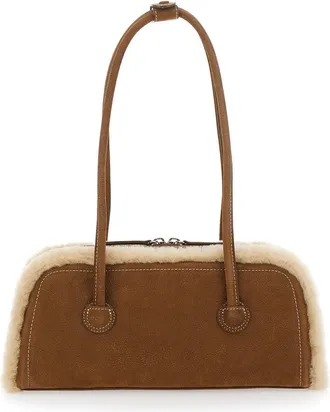 Margesherwood Shearling and Nubuck Shoulder Bag - Beige