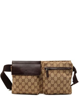 Gucci sac banane Double Pocket en toile GG (2000-2015) - Marron
