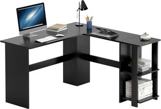 Soges Soges - Bureau dangle en L 130x130 cm - Bois E1 avec cadre m&eacute;tal - Surface spacieuse pour travail et jeux - Charge max 150 kg