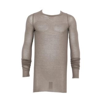 Rick Owens Geripptes Langarm-T-Shirt - - Tops - Herren - Grau - XL