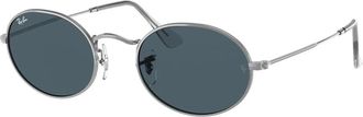 Ray-Ban Vintage Oval Sonnenbrille mit flachen Gl&auml;sern - - Accessories - unisex - Grau - 50 MM