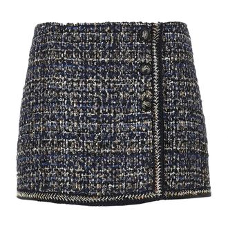 Etro Mini-jupe boutonn&eacute;e en maille boucl&eacute;e - Femme - Jupes - Bleu - Taille: 38 FR