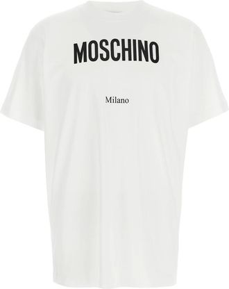 Moschino Homme, Tops, Blanc, Taille: 2XL Logo T-Shirt