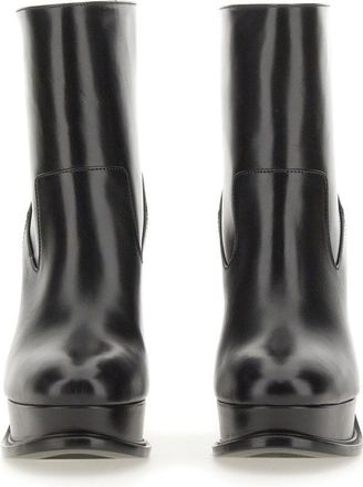 Alexander McQueen Slip-On Leather Platform Boot - Black