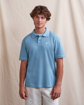 Faguo Polo bleu moyen coton