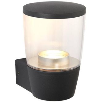 Endon Lighting Canillo - Applique murale extérieure à 1 ampoule en polycarbonate transparent, peinture anthracite mat foncé IP44, GU10 - Endon