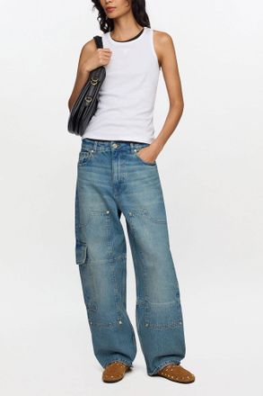 Ganni blau Get&ouml;nte, starre Audri-Jeans Bio-Baumwolle - Gr&ouml;&szlig;e 24W/33L