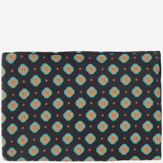 Alberto Biani Womens Floral Pattern Silk Foulard Black Scarf Scarfs