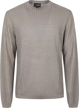 Emporio Armani Pull Col Rond Textur&eacute; - Homme - Pulls - Beige - Taille: M