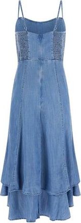 Guess Robe midi denim &agrave; ourlet volant&eacute;