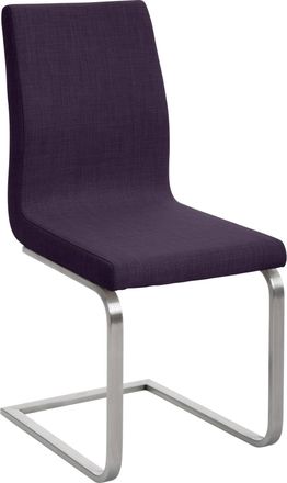 Clp Esszimmerstuhl Belfort Stoff, moderner Freischwinger mit gepolsterter Sitzfläche und hoher Rückenlehne, stabiles Edelstahlgestell, Farbe:lila