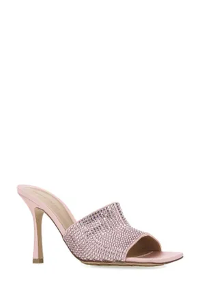 Bottega Veneta Womens Pink Satin Stretch Mules 6483 Sandali Sandal