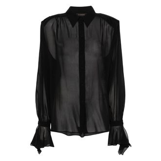 Andamane Elegante Peony Detailed Sleeves Bluse - - Blouses & Shirts - Damen - Schwarzk - XS