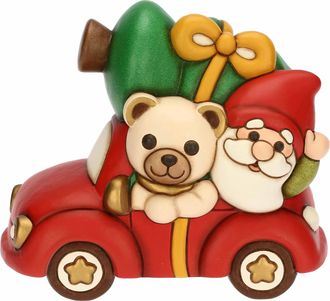 Thun Teddy und Wichtel Oliver mit Keramikmaschine, 18,5x11,5 cm, Höhe 16 cm, Winter verzaubert Kollektion