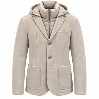 Moorer Veste en daim simple boutonnage - Homme - Manteaux - Beige - Taille: M