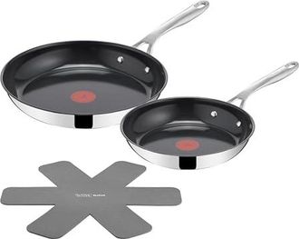 T-fal Jamie Oliver by TEFAL Direct Cook Bratpfannen-Set, 2-tlg. 24/28 cm, inkl. Pfannenschoner, antihaftbeschichtete Keramikoberfläche, Thermo-Signal, für a