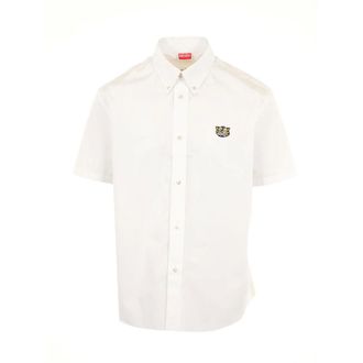 Kenzo Homme, Chemises, Blanc, Taille: L Wild Tiger Short Sleeve Shirt