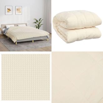 vidaXL Couverture lestée Crème clair 220x240 cm 11 kg Tissu - Couverture Lestée - Couverture Poids - Sommeil Profond - Relaxation - Stress - Home & Living