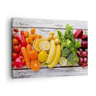 Arttor Bilder auf Leinwand Essen Gem&uuml;se Essen frisch Leinwandbild 70x50cm Wandbilder Dekoration Wohnzimmer Schlafzimmer K&uuml;che Deko Klein Wanddeko Bild Wand K