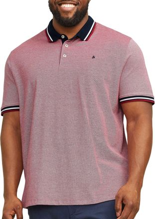 Jack & Jones Jack & Jones Herren + Fit Polo Shirt JJEPAULOS Uni Sommer Hemd Kurz Arm Pique Cotton Big Size, Farben:Rot, Gr&ouml;&szlig;e:5XL