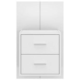 Generic Wandmontierter Nachttisch mit 2 Schubladen, H&auml;ngender Nachttischschrank, Wandmontierter Schlafzimmer-Organizer f&uuml;r Kleine R&auml;ume (Wei&szlig; 00)