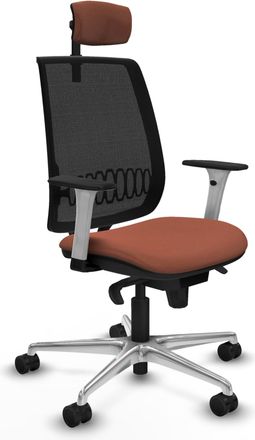 Piqueras y Crespo Alares Arbeitsbankstuhl mit wei&szlig;en und schwarzen Armlehnen, h&ouml;henverstellbare Lendenwirbelst&uuml;tze und h&ouml;henverstellbares Kopfteil, Schwarz / Braun