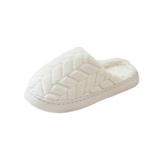 Generic Pantoufles chaudes pour femme - Couleur unie - Classique - Confortables - Doublure en polaire chaude - Pour int&eacute;rieur et ext&eacute;rieur, blanc, 38.5 EU