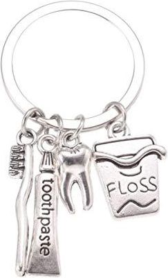 Happyyami Porte-clés en Métal pour Anniversaire - Porte-clés en Forme de Brosse à Dents Créative et Tendance - Gris - Unisexes - Enfants et Adultes