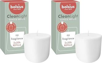 Bolsius Bolsius - CleanLight Zero Refill - Nachf&uuml;llbare Kerze ohne Duft - Nur Nachf&uuml;llungen - 2 Stk. - L&auml;nge Brenndauer 20 Stunden - Enth&auml;lt Nat&uuml;rliches Pflan