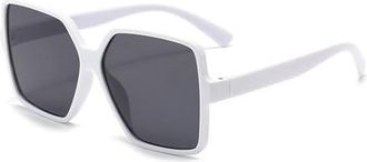 Generic Lunettes De Soleil Carr&eacute;es &Agrave; Grande Monture For Hommes, For Le Sport, Les Vacances En Plein Air(White)